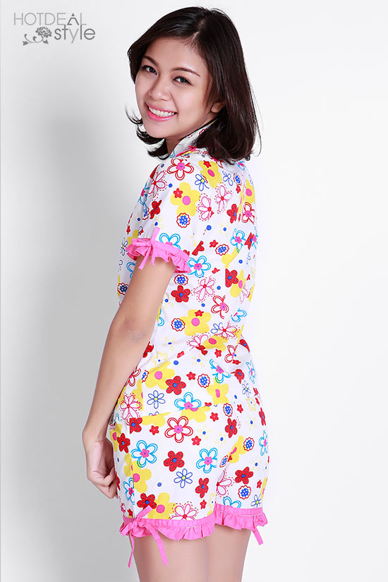 Bộ Đồ Mijama Ngắn Nhún Bèo