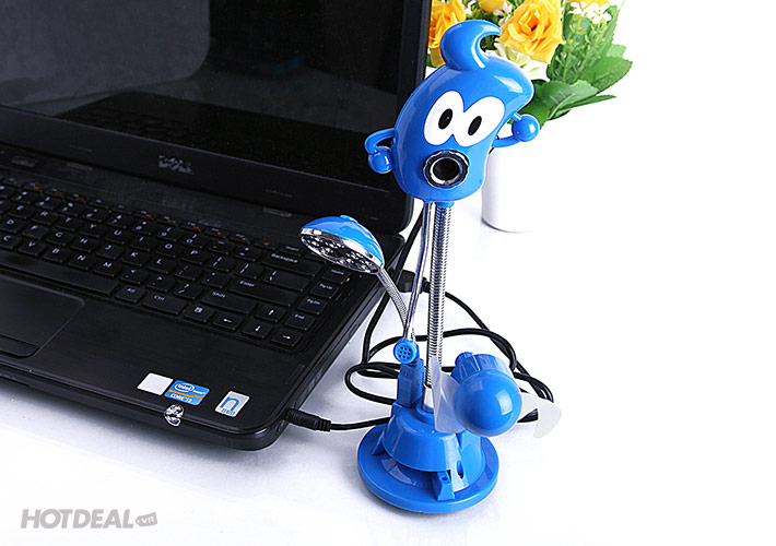 Webcam Hình Chú Hề + Đèn Led + Quạt Đa Năng