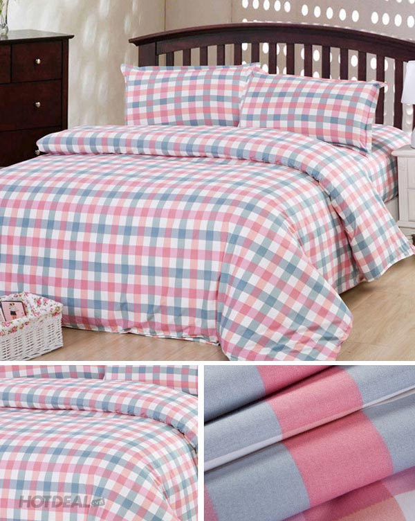 Bộ Drap Kate Hỗn Hợp Caro Hà Nội