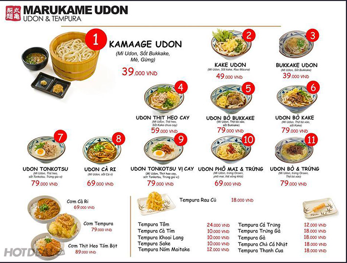marukame udon menu - Emenu.vn Giải pháp thiết kế menu nhà hàng Online