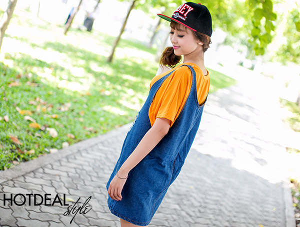 Đầm Yếm 2 Túi Form Suông Phong Cách Trẻ