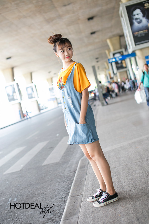 Đầm Yếm 2 Túi Form Suông Phong Cách Trẻ