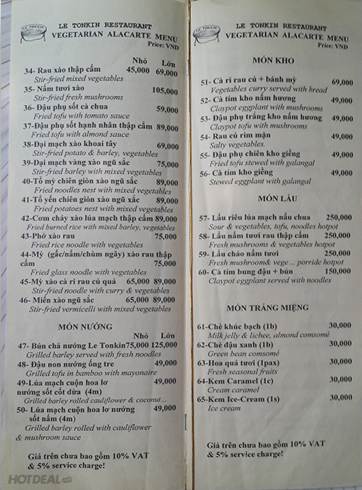 Thưởng Thức Toàn Bộ Menu Tại Nhà Hàng LE TONKIN Hà Nội