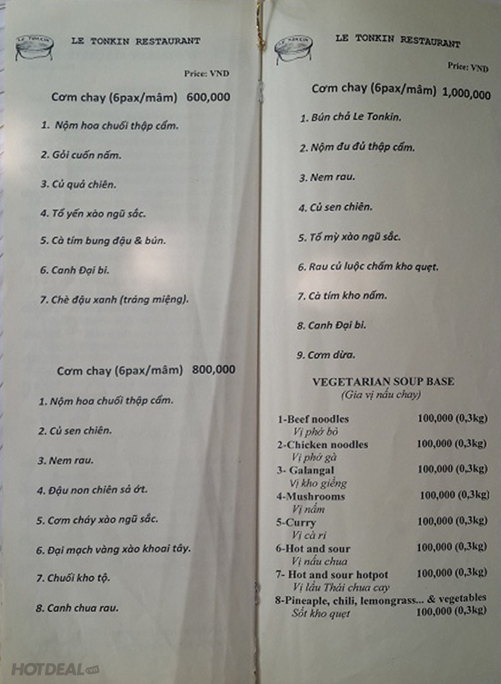 Thưởng Thức Toàn Bộ Menu Tại Nhà Hàng LE TONKIN Hà Nội