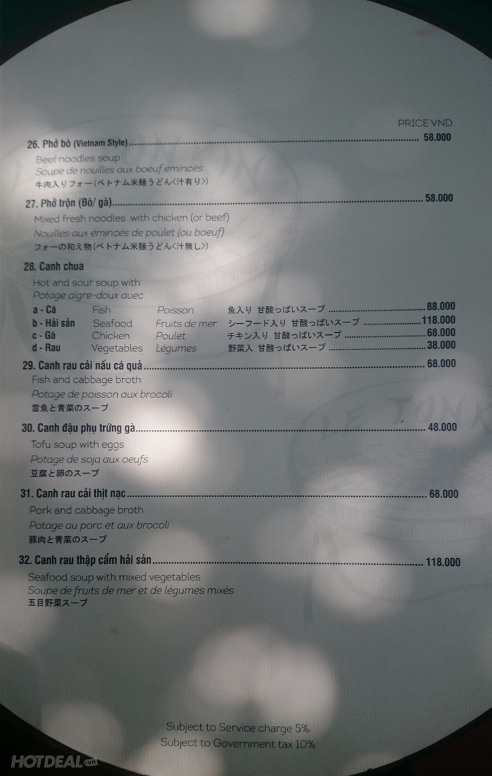 Thưởng Thức Toàn Bộ Menu Tại Nhà Hàng LE TONKIN Hà Nội